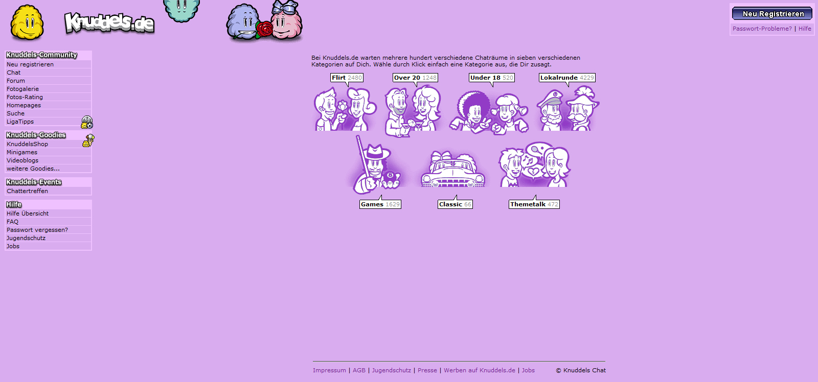 Alte Screenshots aus Knuddels.de