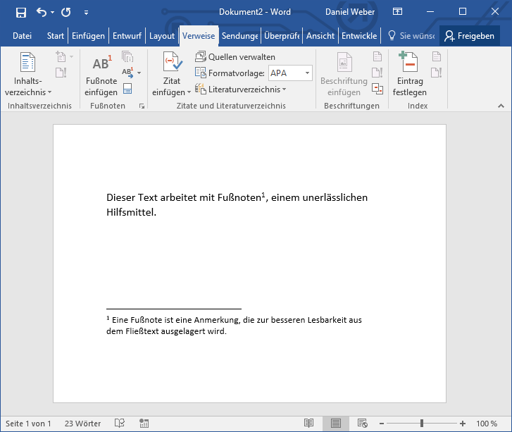 Word-Grundlagen: Fußnoten einfügen, formatieren und Mehrfachverweise ...
