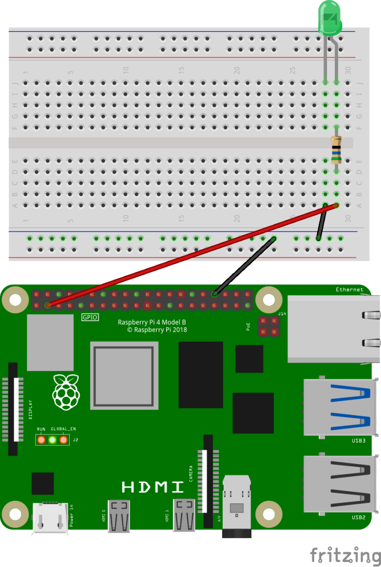 Raspberry Pi LED per GPIO anschließen und steuern/blinken lassen mit Python + Vorwiderstand ...